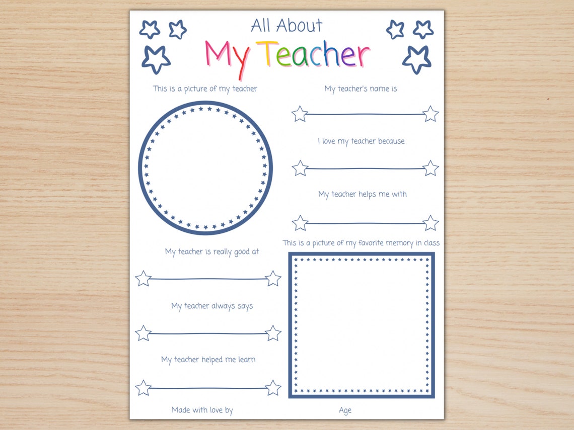 All About My Teacher Printable: End of Year Gift (PDF Printable ...
