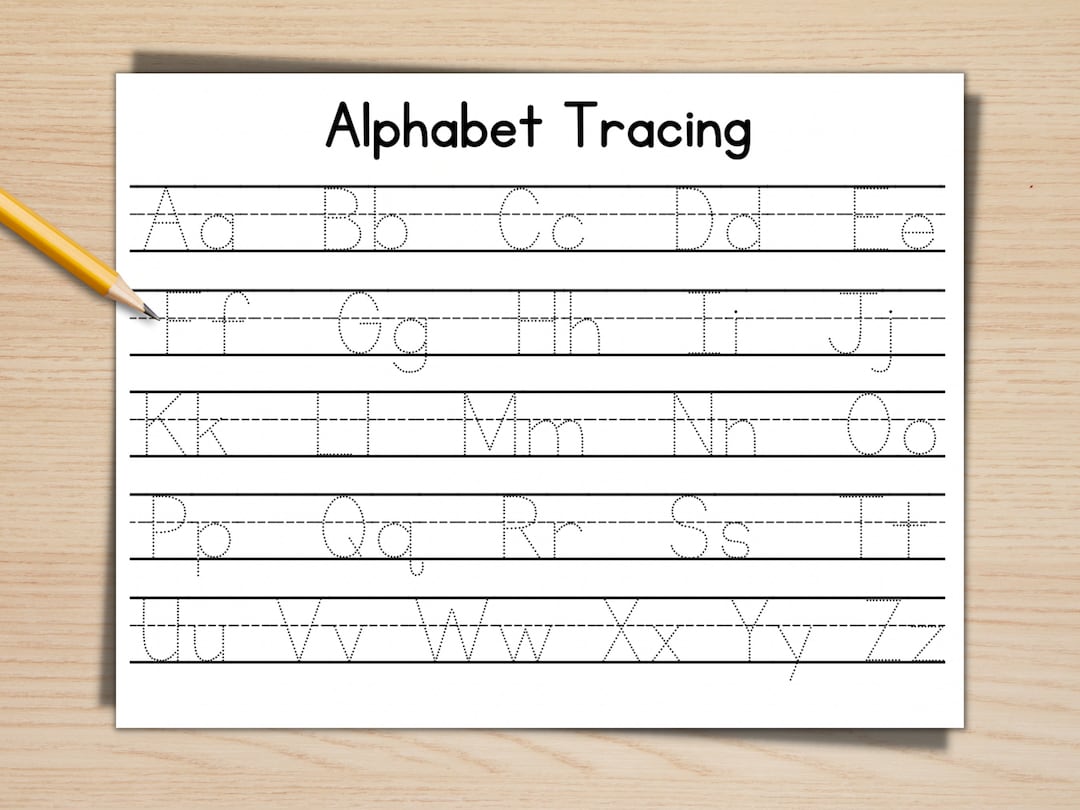Alphabet Tracing Printable A-Z Handwriting Worksheet - Etsy