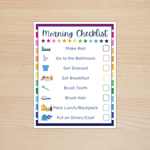 Morning Checklist for Kids Printable, Visual Schedule for Kids, Daily ...