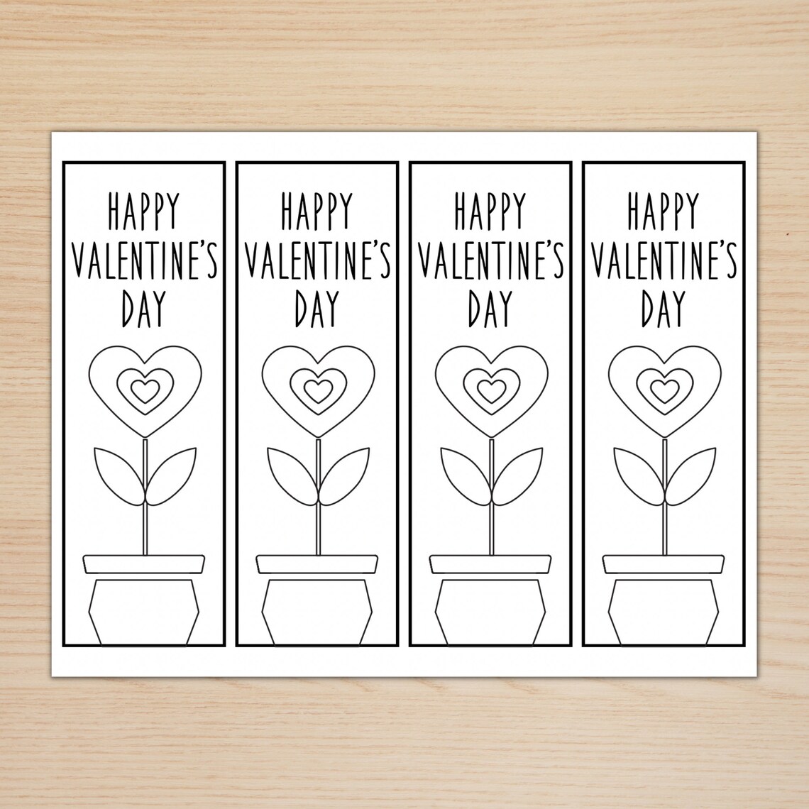 Valentine's Day Printable Bookmarks, Color Your Own Valentine Bookmark ...