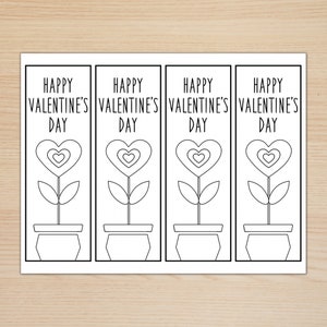 Valentine's Day Printable Bookmarks, Color Your Own Valentine Bookmark ...