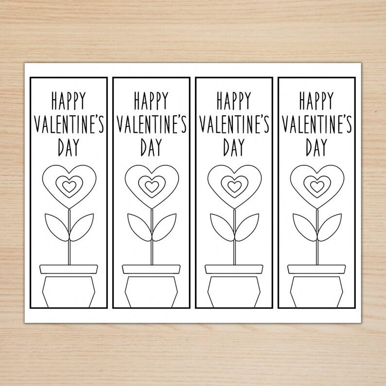Valentine's Day Printable Bookmarks, Color Your Own Valentine Bookmark ...
