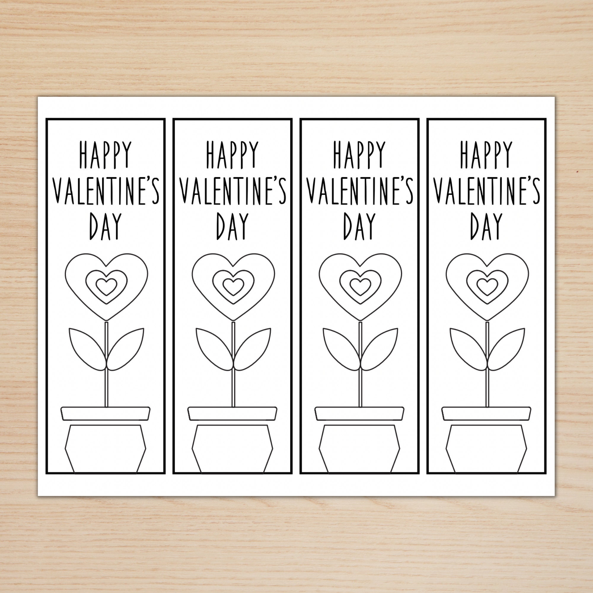 Valentine's Day Printable Bookmarks, Color Your Own Valentine Bookmark ...