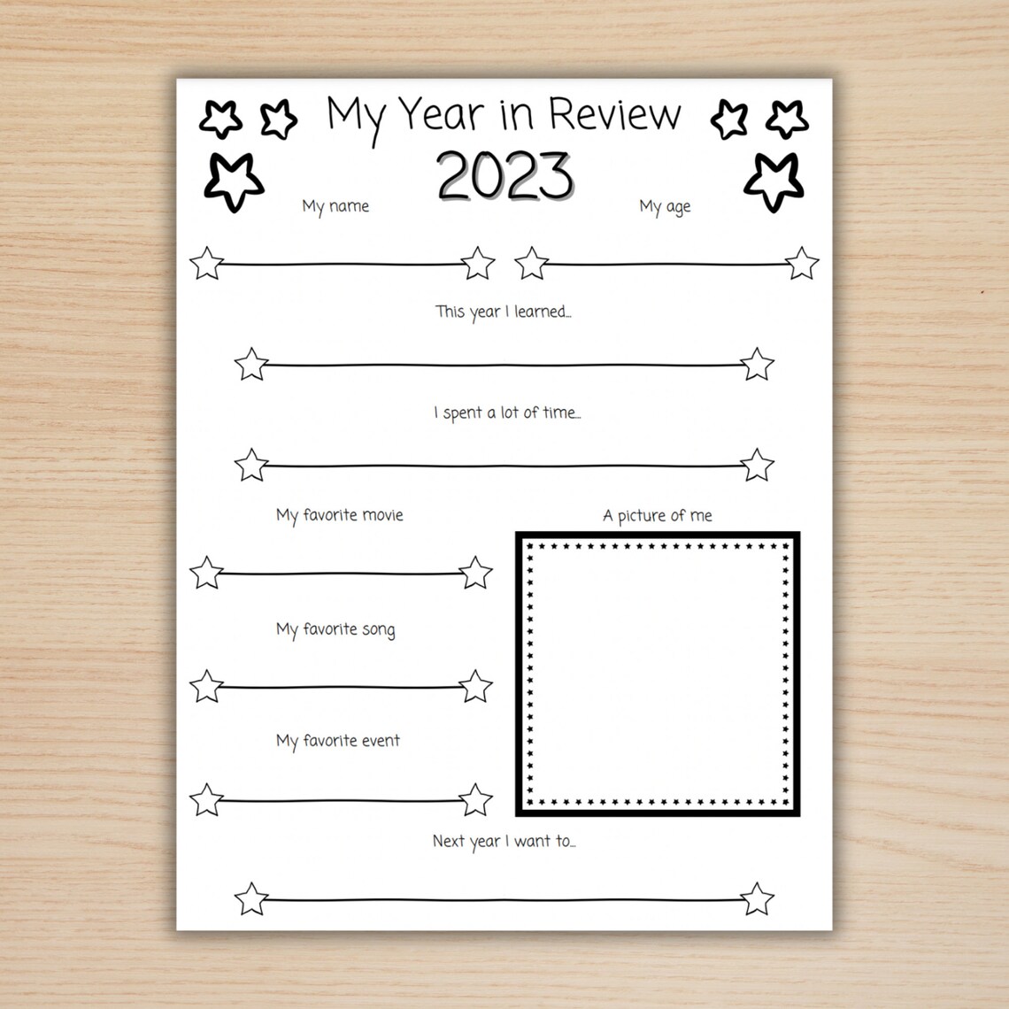 2023 Year in Review Printable, New Year's Eve Printable for Kids, NYE ...