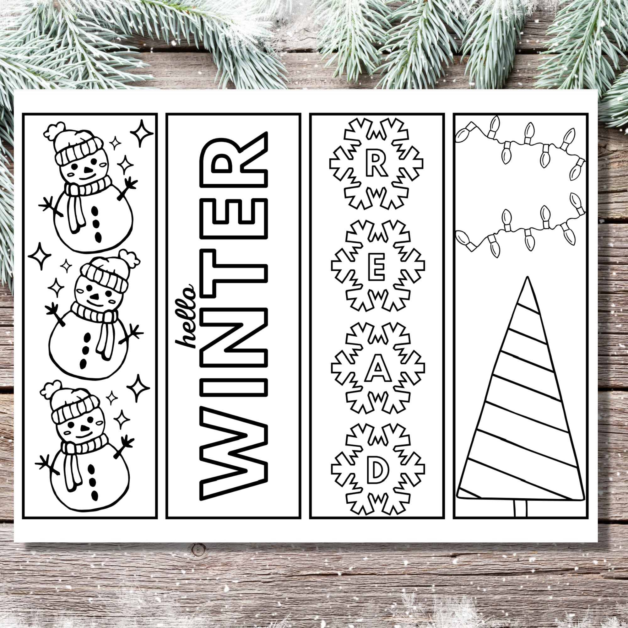 Winter Bookmarks, Printable Color Your Own Bookmark, Christmas Coloring ...