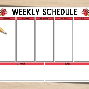 Sports Themed Weekly Schedule Printable Daily Schedule for - Etsy
