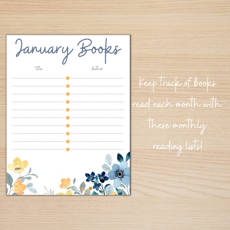 Monthly Book List Printable, Printable Book Log, Monthly Reading ...