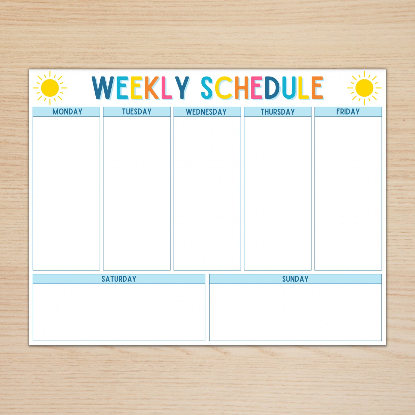 Printable Weekly Schedule, Week at a Glance for Kids, Activity Planner ...