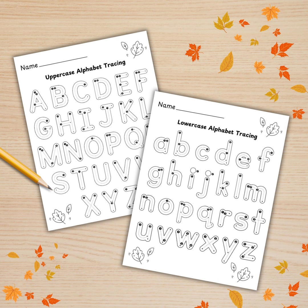 Fall-themed Alphabet Tracing Worksheets - Uppercase & Lowercase Letters ...