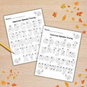 Fall-themed Alphabet Tracing Worksheets - Uppercase & Lowercase Letters ...