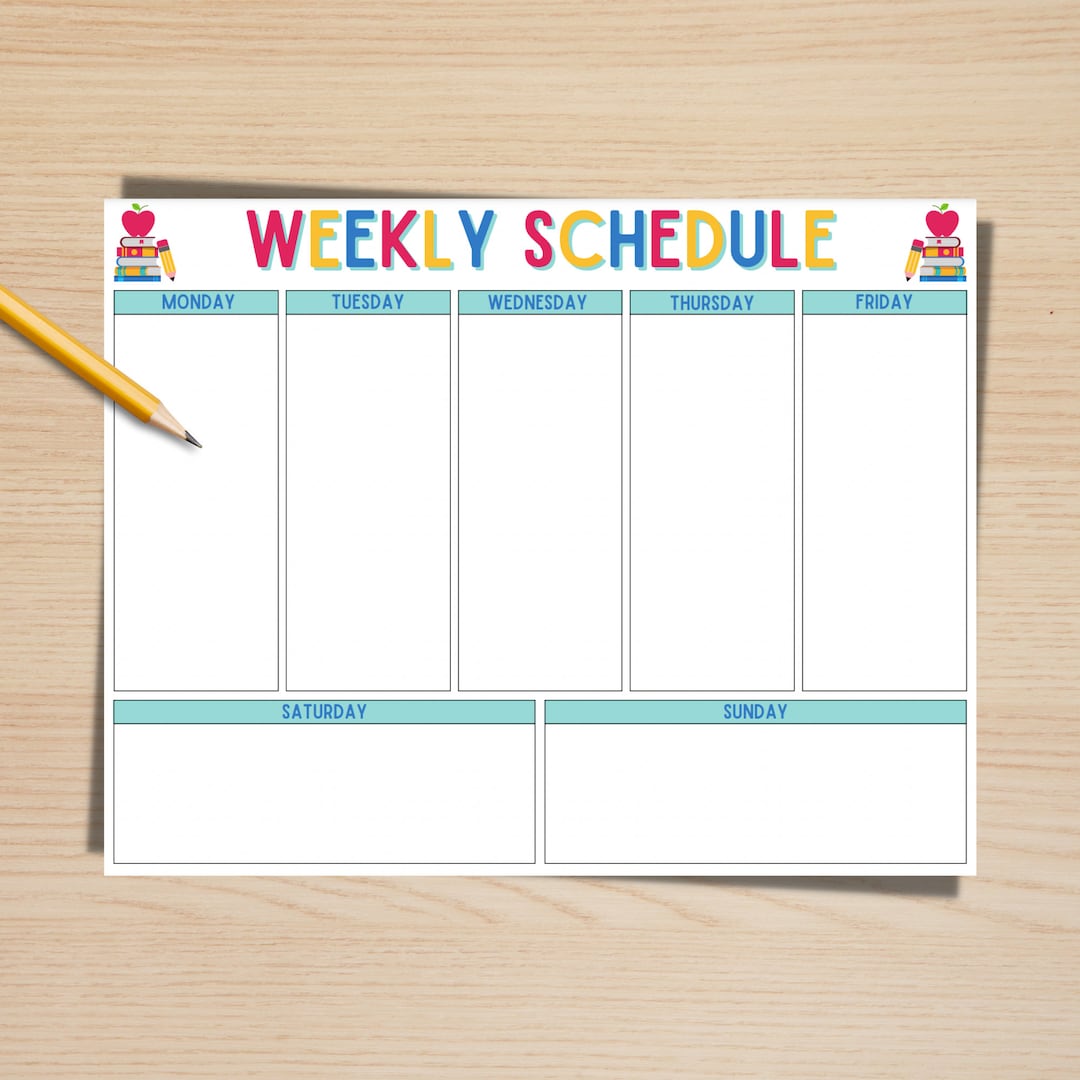 Printable Weekly Schedule, Activity Planner Week at a Glance for Kids ...