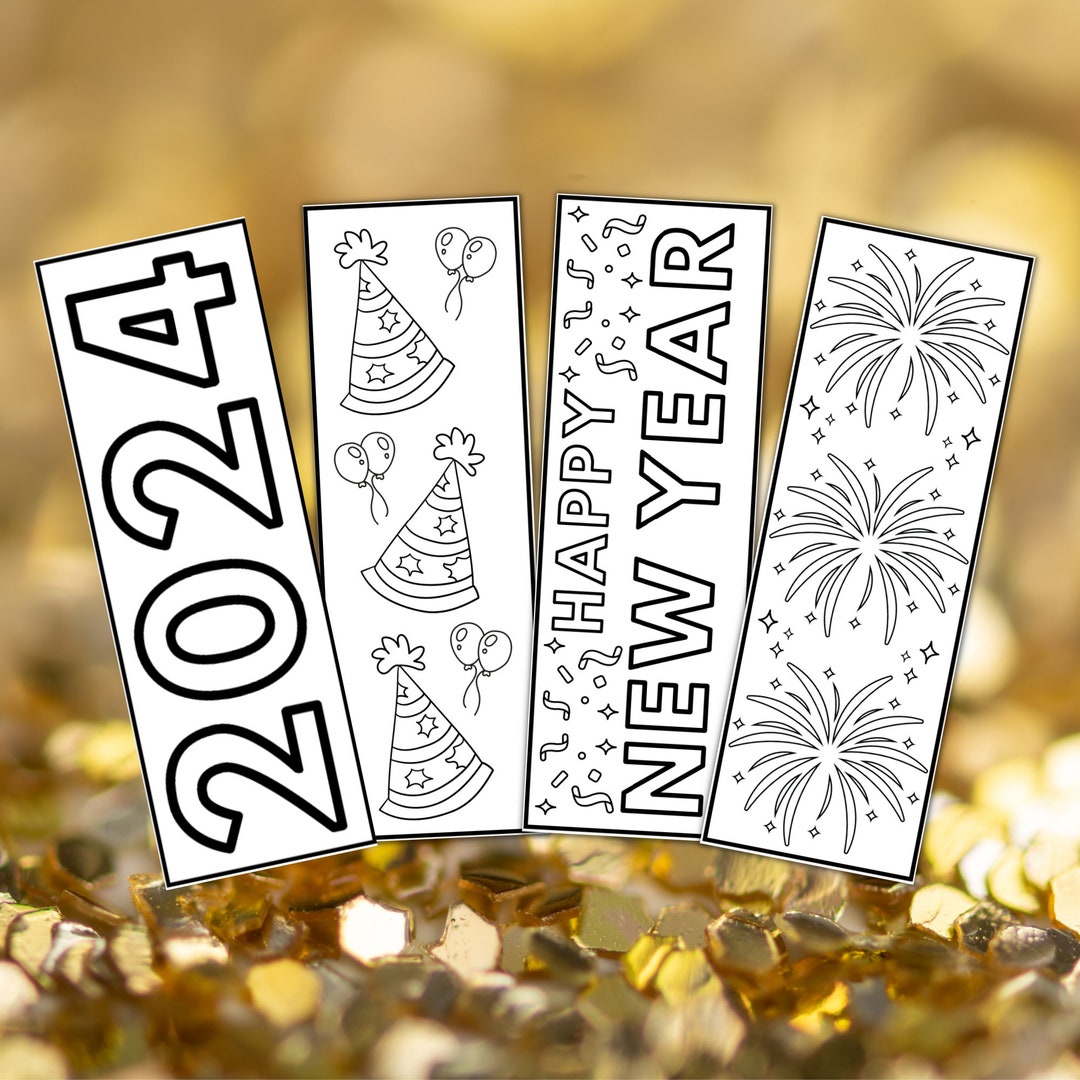 Happy New Year Printable Bookmarks, New Year's Eve Coloring Printable ...