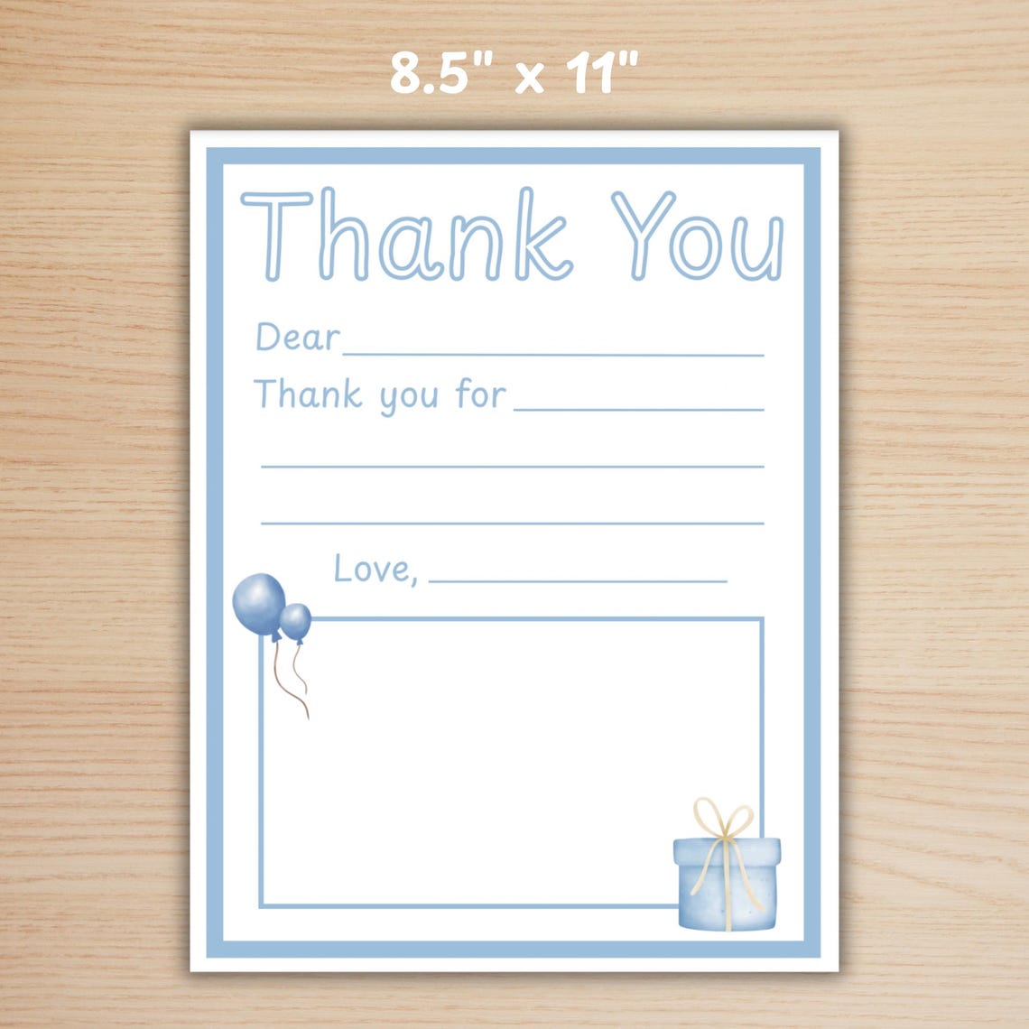 Printable Kids Thank You Note Template: Fill-in, Drawing Space (PDF ...