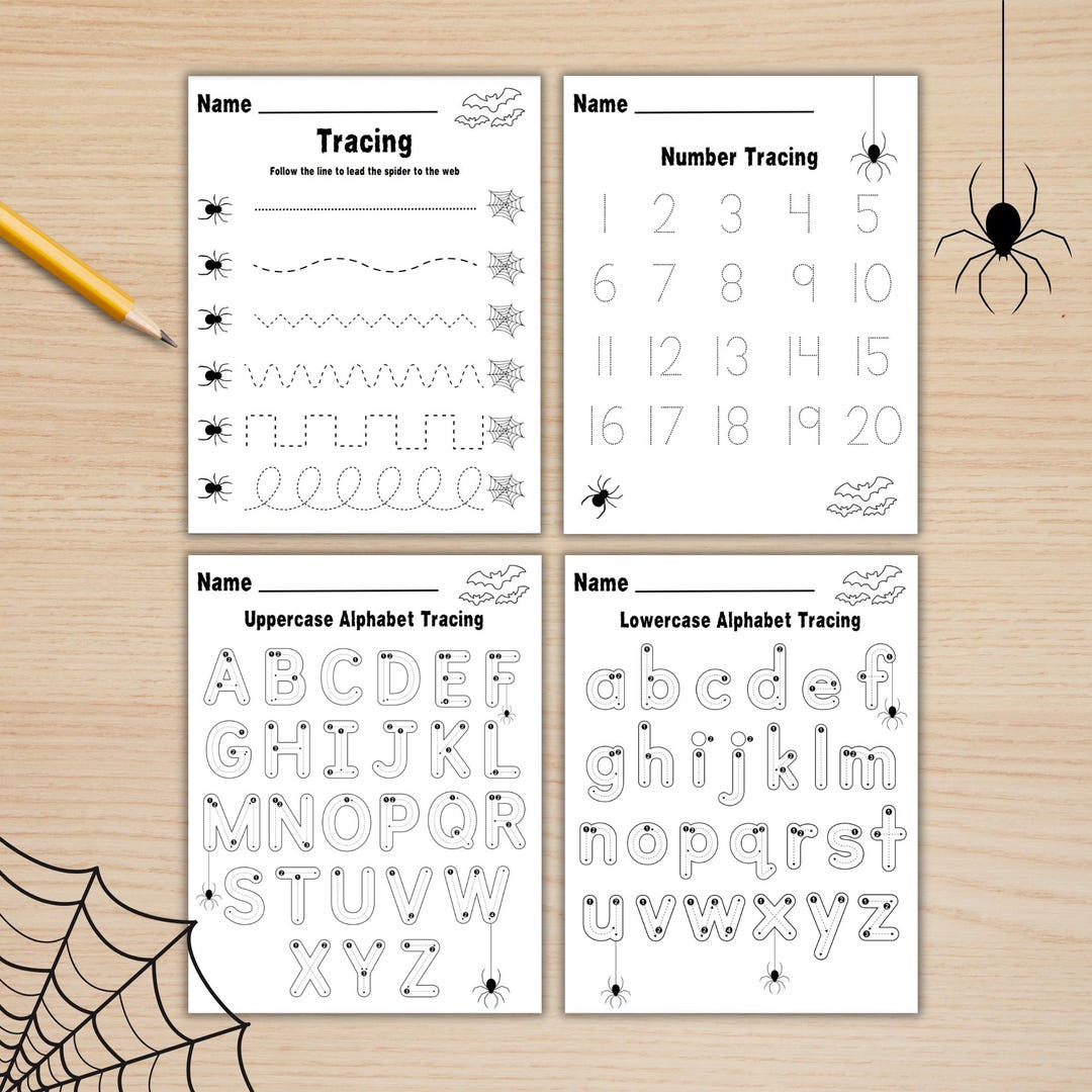 Halloween Tracing Printables, Spider and Bat Worksheets for Preschool ...