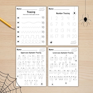 Halloween Tracing Worksheets: Spider & Bat Theme (PDF Printable ...