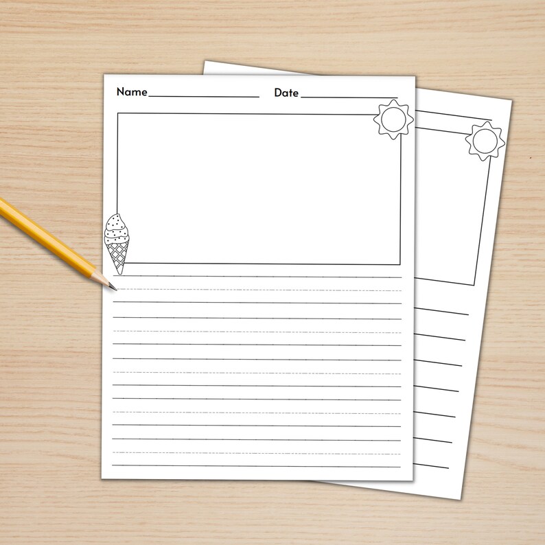 Summer Writing Paper for Kids: Draw & Write Journal (PDF Printable ...