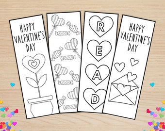 Printable Valentine's Day Bookmark, Color Your Own Valentine Bookmark ...