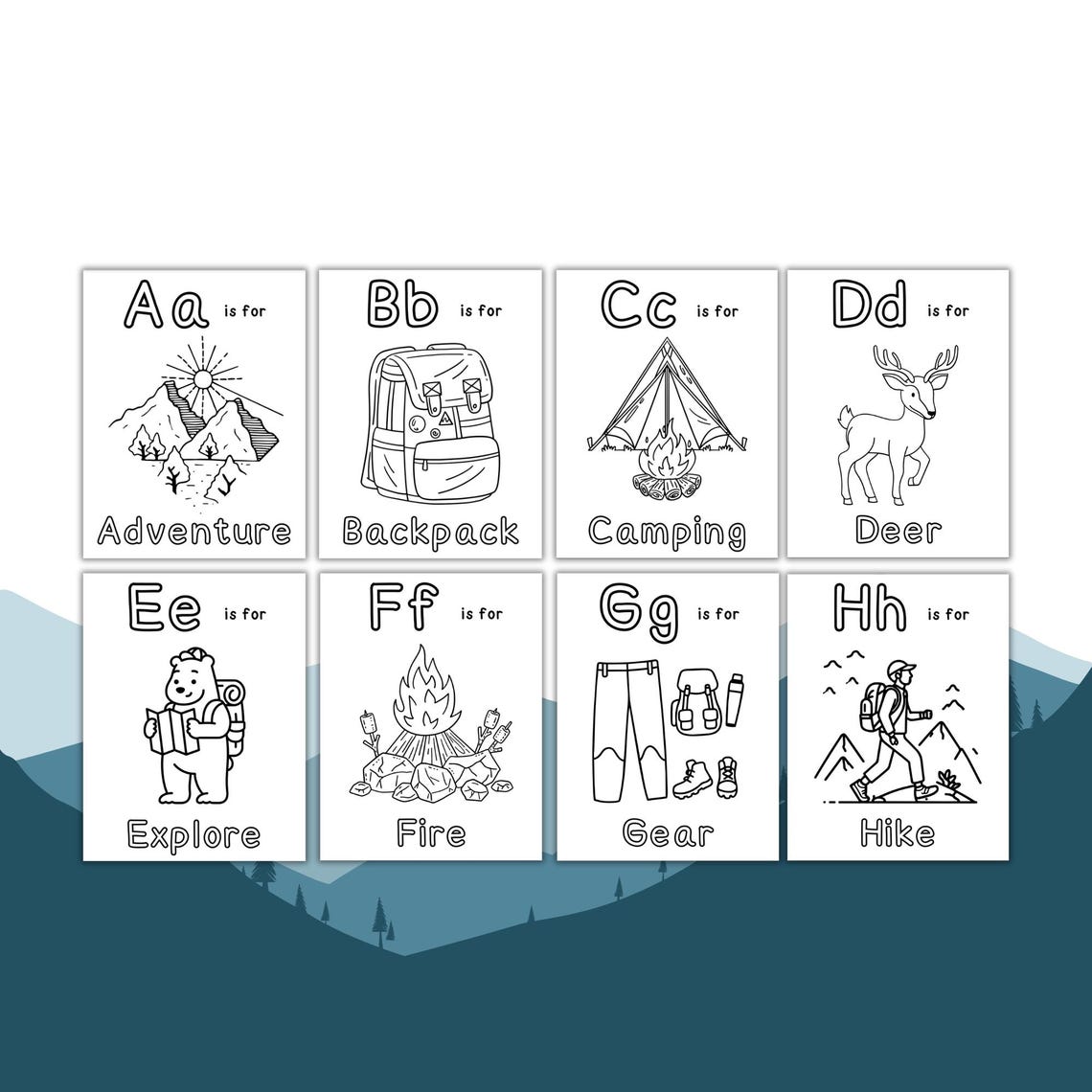 ABC Outdoor Alphabet Adventure Coloring Pages – Camping, Nature ...