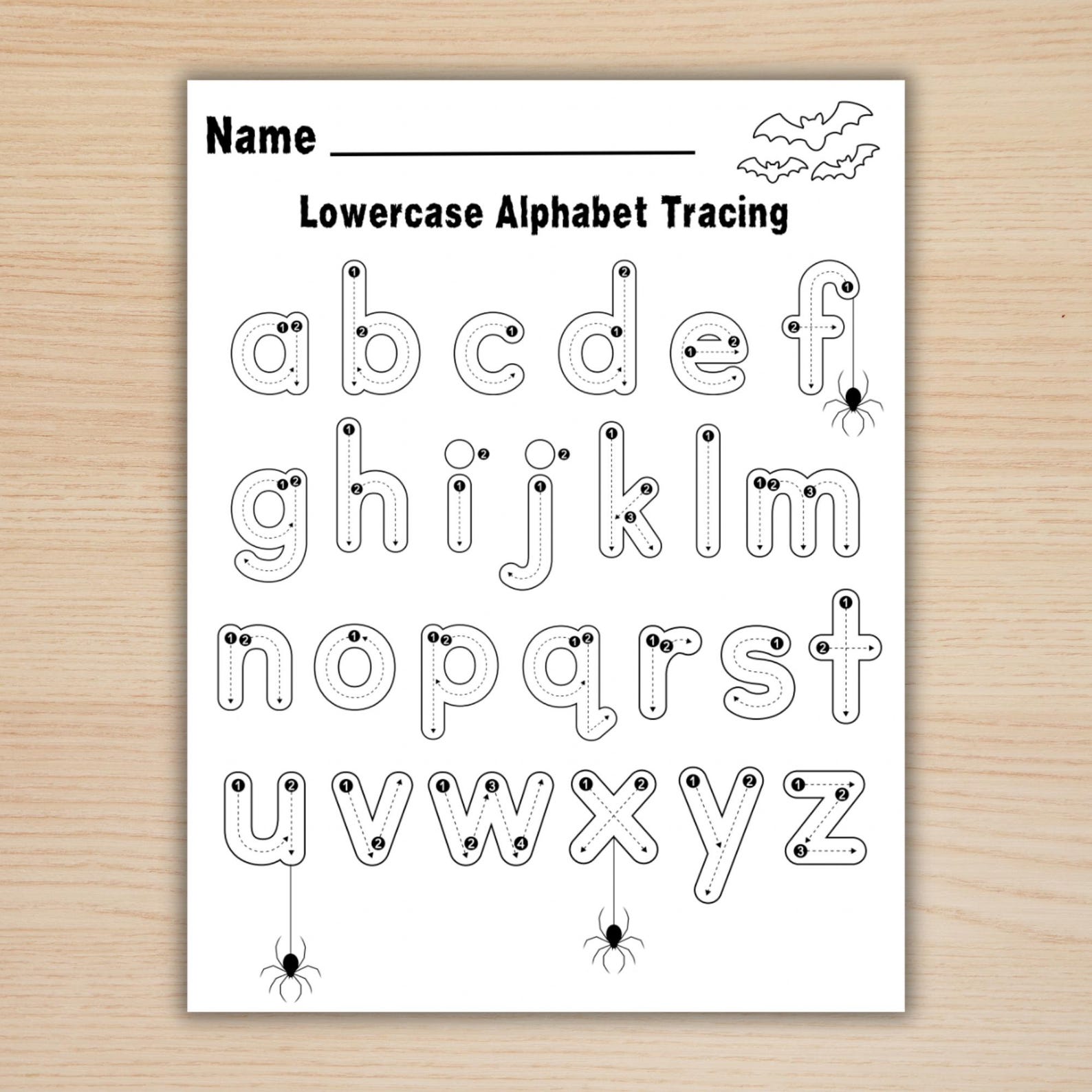Halloween Tracing Worksheets: Spider & Bat Theme (PDF Printable ...