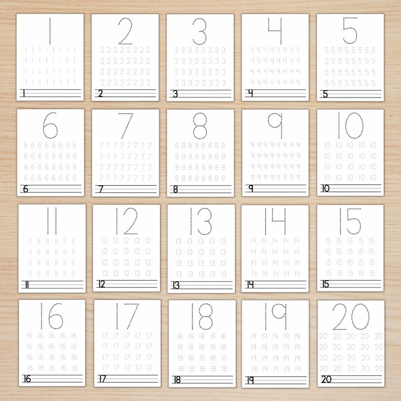 Printable Number Tracing Worksheets, Numbers 1-20, Preschool and ...