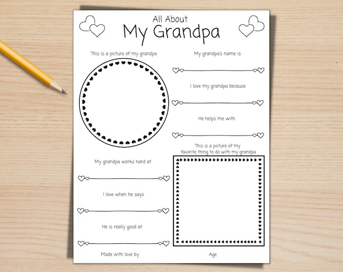 All About My Grandpa Printable | Grandpa Questionnaire | Grandma ...