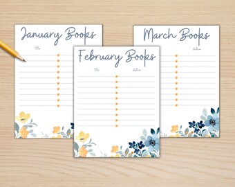 Monthly Book Log, Digital Template, Printable Book Log, Monthly Reading ...
