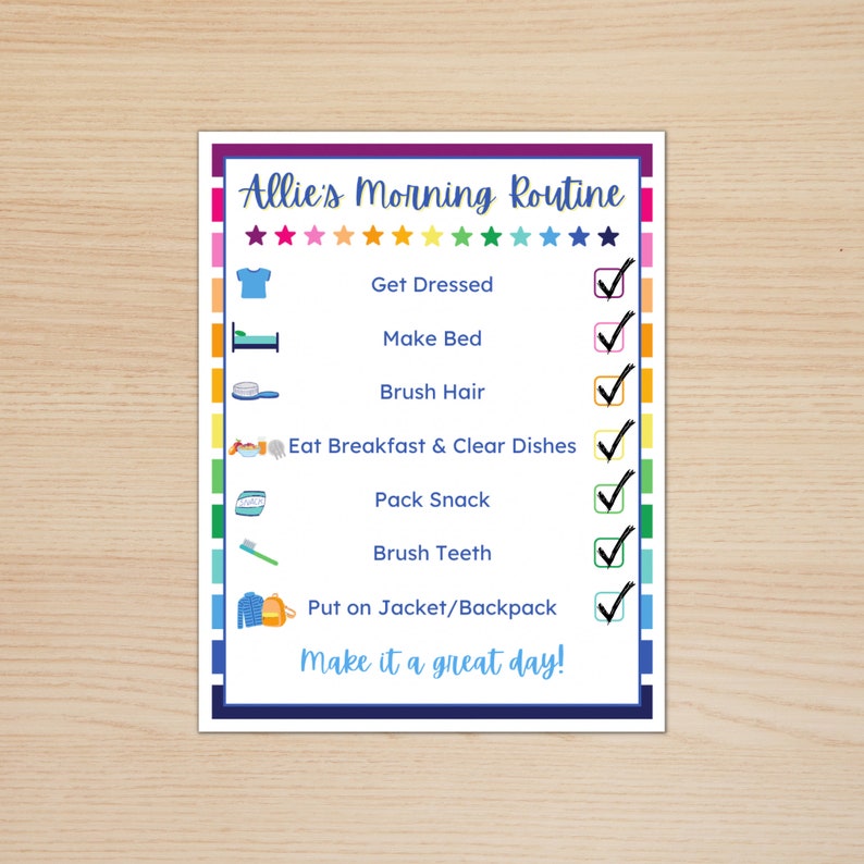 Custom Checklist for Kids, Personalized Routine Printable, Visual ...