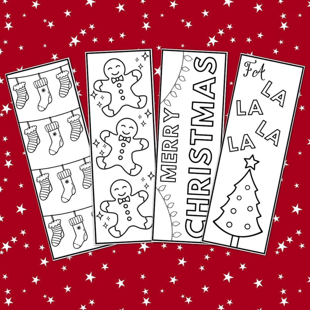 Printable Christmas Bookmarks for Kids, Christmas Themed Color Your Own ...