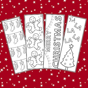 Printable Christmas Bookmarks for Kids, Christmas Themed Color Your Own ...