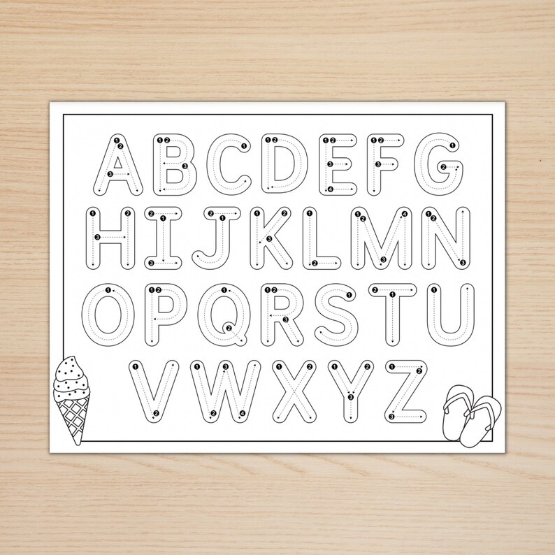 Summer Alphabet Tracing Printables, Uppercase and Lowercase Letter ...