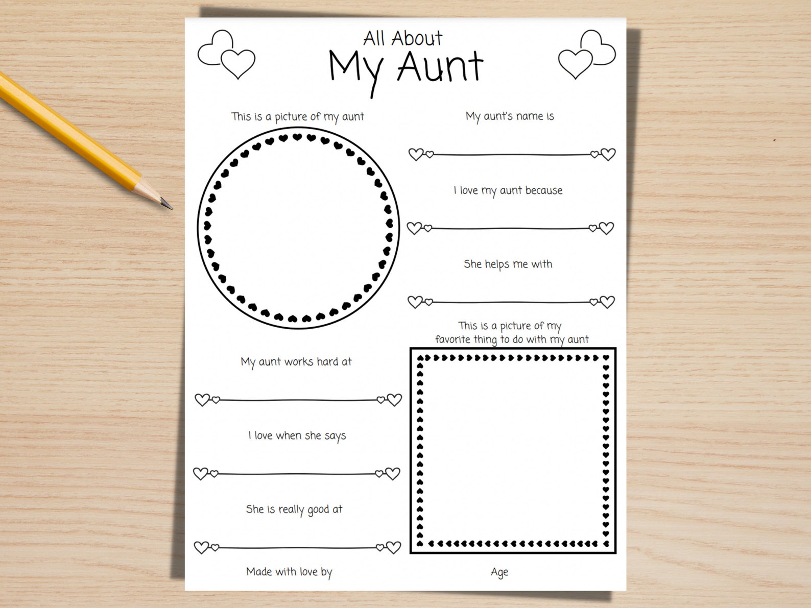 All About My Aunt Printable, Aunt Questionnaire, Mother's Day Printable ...