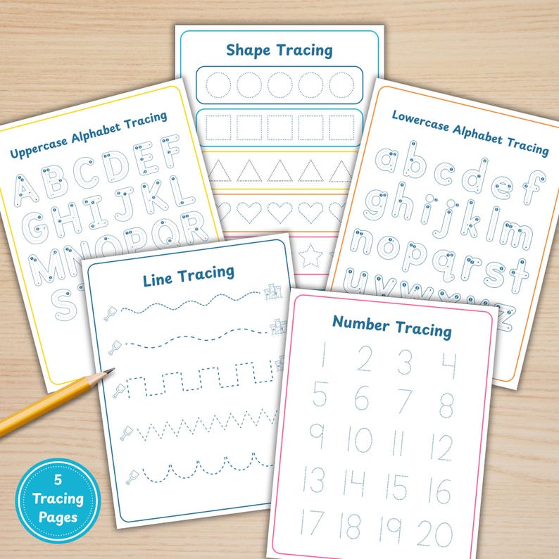 Preschool Tracing Worksheets: Lines, Shapes, Alphabet, Numbers (PDF ...
