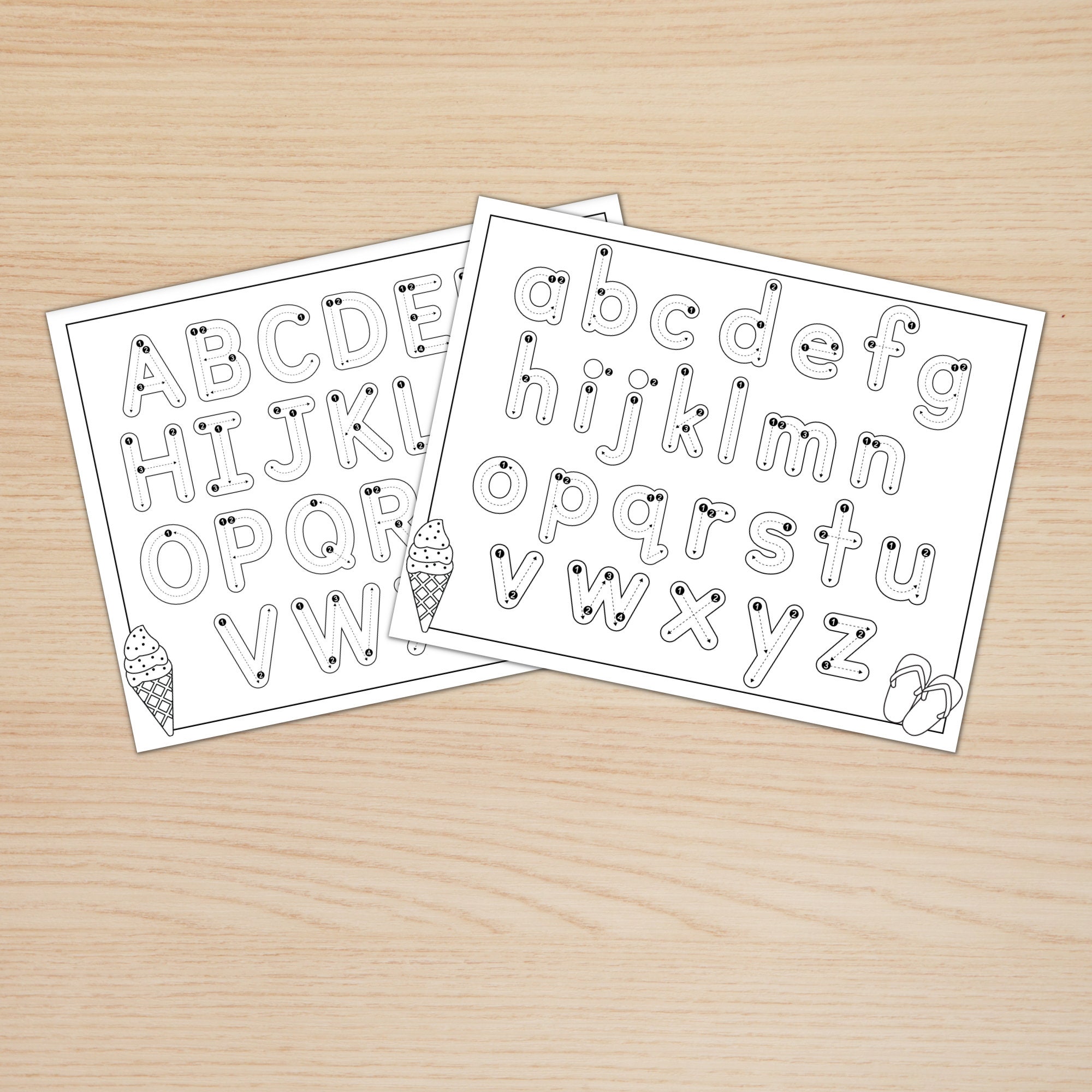 Summer Alphabet Tracing Printables, Uppercase and Lowercase Letter ...