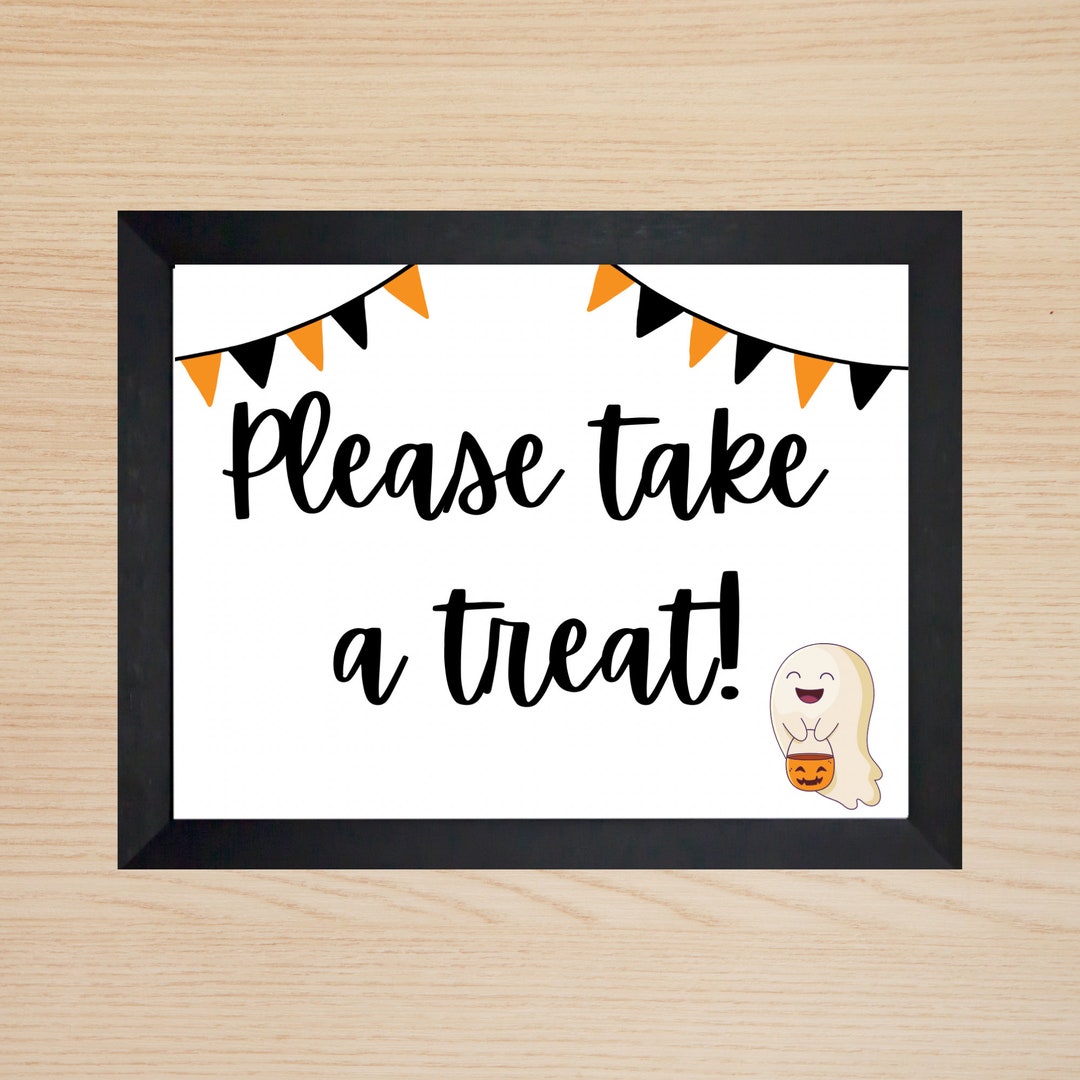 Please Take a Treat Sign, Halloween Porch Sign, Trick or Treat Candy ...