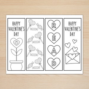 Valentine's Day Printable Bookmarks, Color Your Own Valentine Bookmark ...