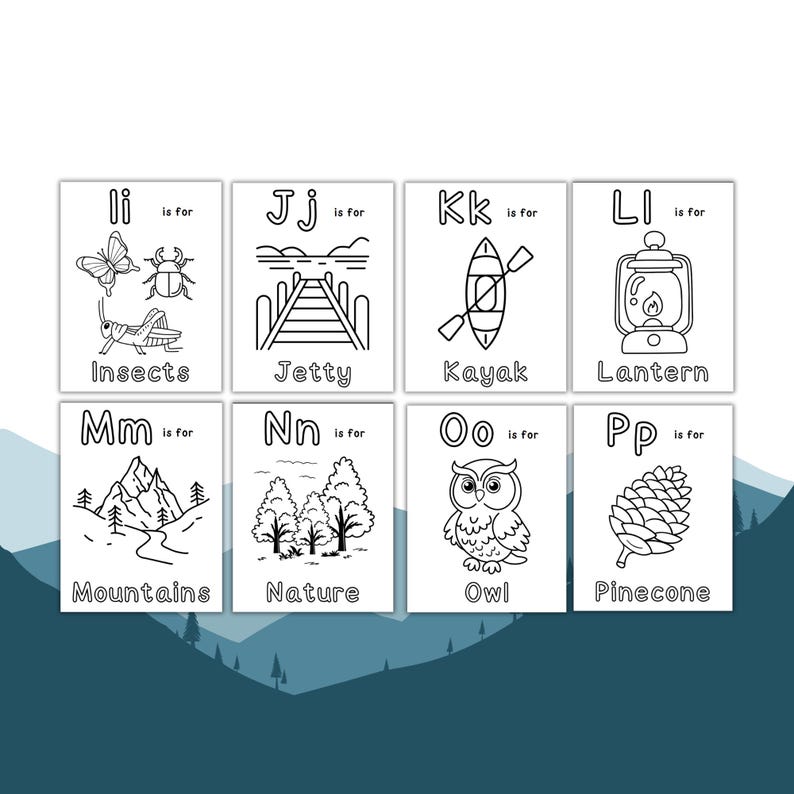 ABC Outdoor Alphabet Adventure Coloring Pages – Camping, Nature ...