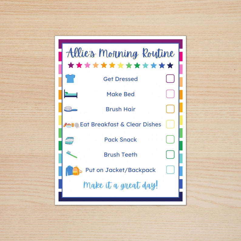 Custom Checklist for Kids, Personalized Routine Printable, Visual ...