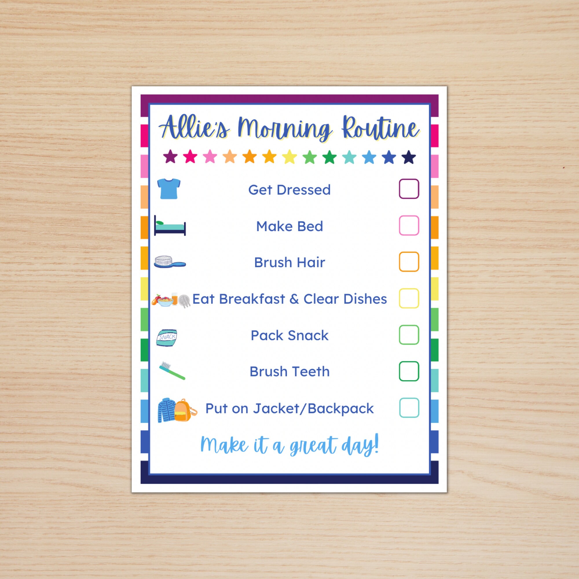 Custom Checklist for Kids, Personalized Routine Printable, Visual ...