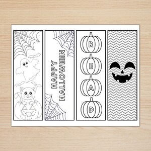 Halloween Bookmarks for Kids, Printable Halloween Themed Color Your Own ...