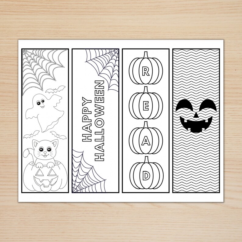 Halloween Bookmarks for Kids, Printable Halloween Themed Color Your Own ...