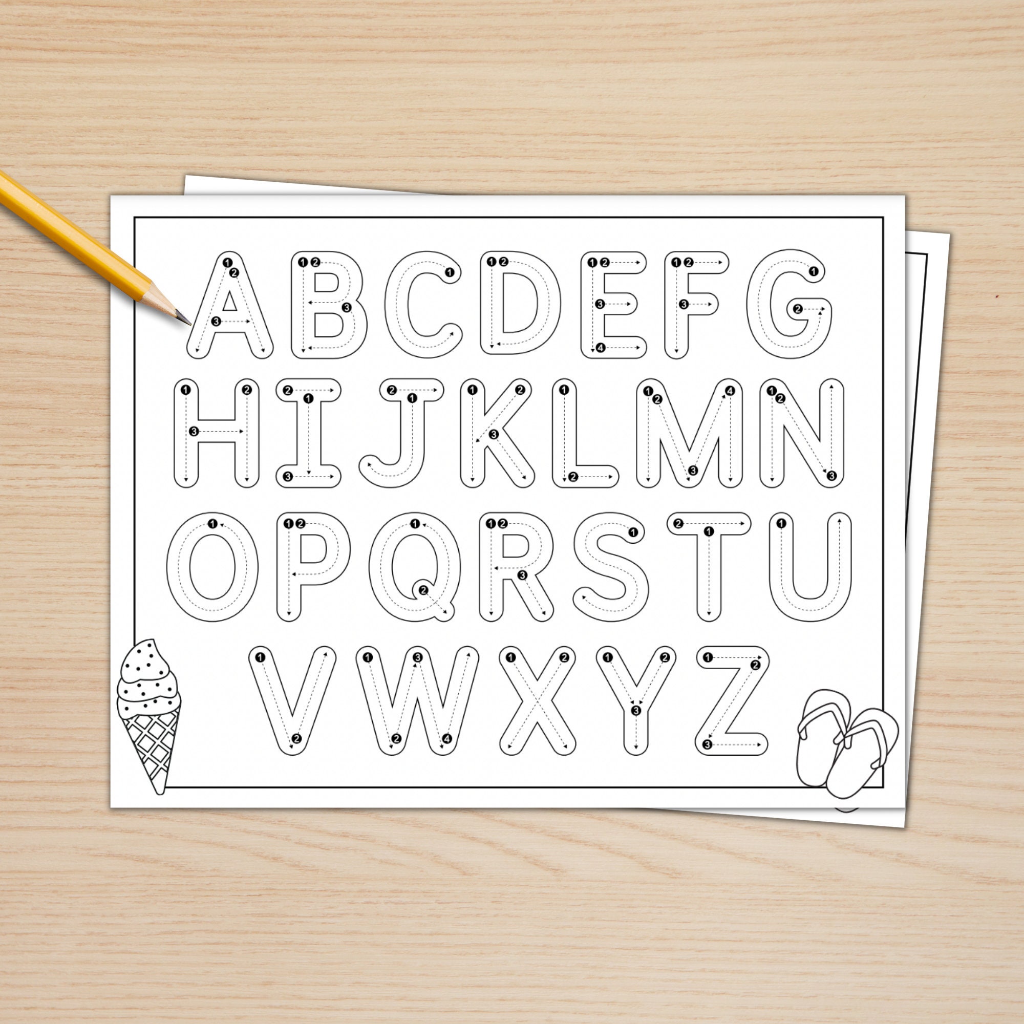 Summer Alphabet Tracing Printables, Uppercase and Lowercase Letter ...