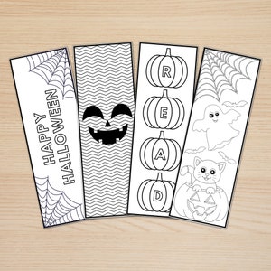 Halloween Bookmarks for Kids, Printable Halloween Themed Color Your Own ...