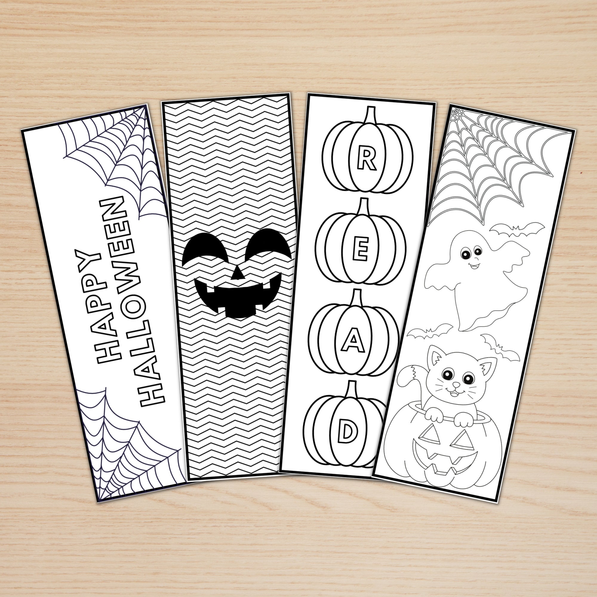 Halloween Bookmarks for Kids, Printable Halloween Themed Color Your Own ...