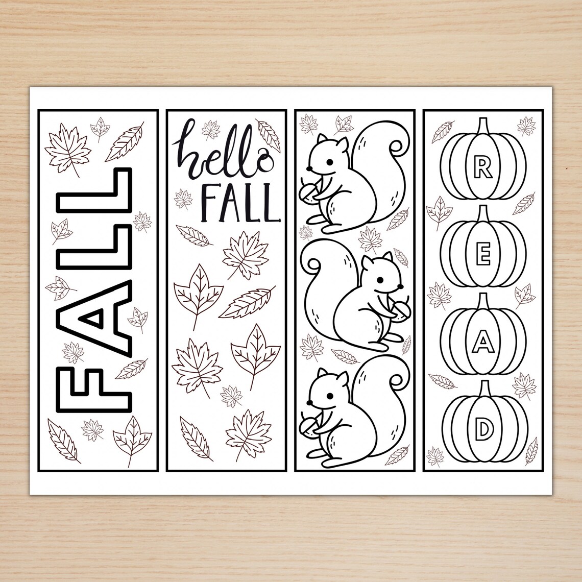 Fall Coloring Bookmarks for Kids: Autumn Activity (PDF Printable ...