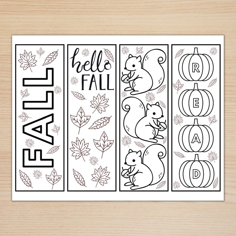 Fall Printable Bookmarks for Kids, Autumn Themed Activity for Kids ...