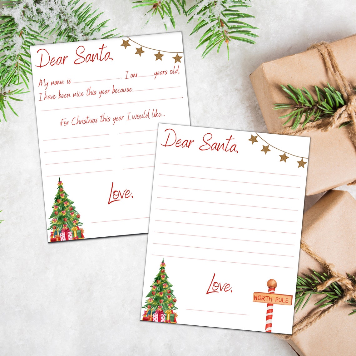 Letter to Santa Printable, Dear Santa Note, Christmas Wish List for ...