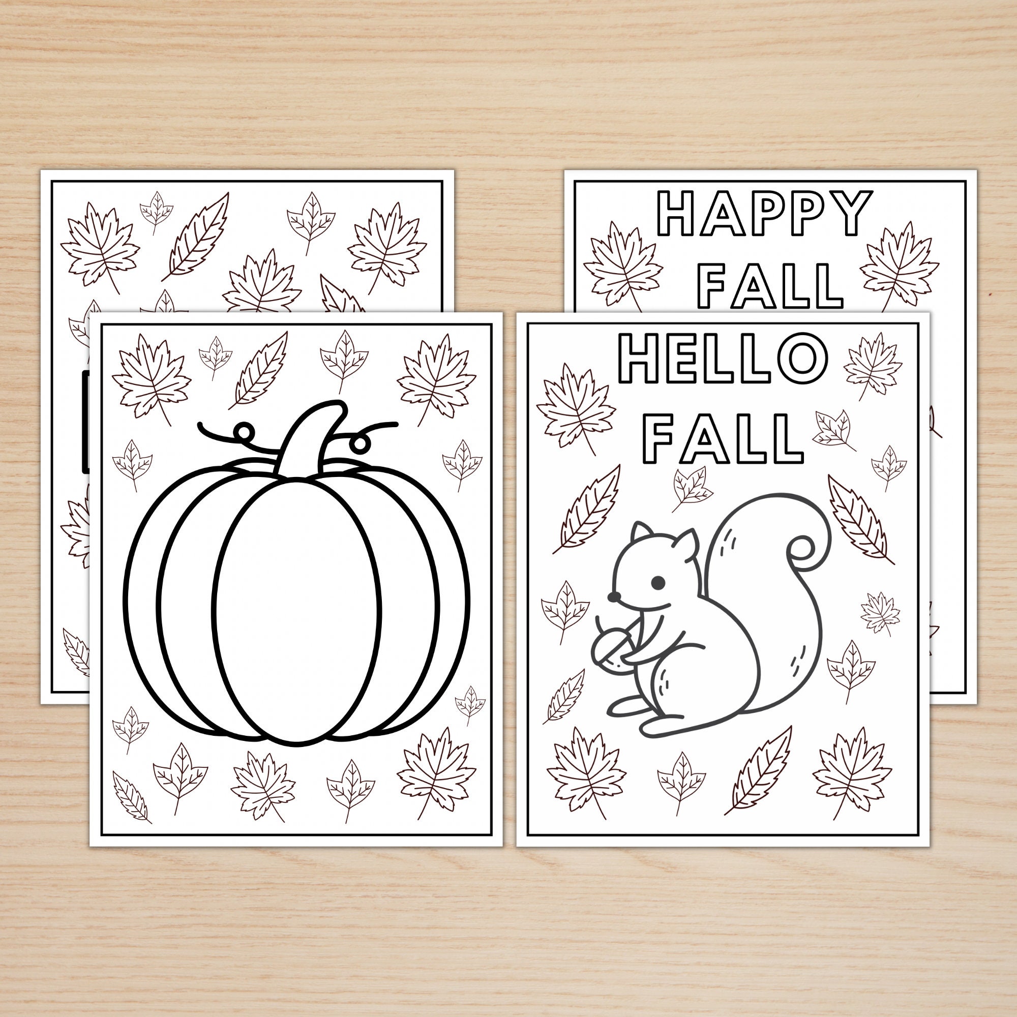 Fall Coloring Pages for Kids: Pumpkins & Squirrels (PDF Printable ...