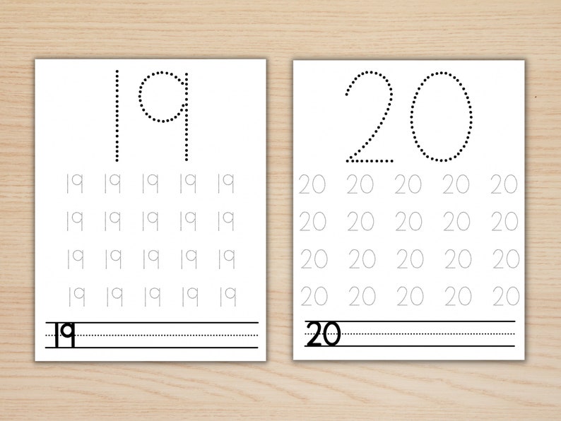 Printable Number Tracing Worksheets Numbers 1-20 Preschool - Etsy