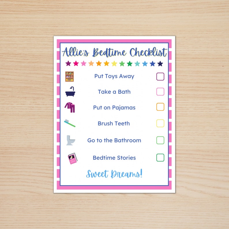 Custom Checklist for Kids, Personalized Routine Printable, Visual ...