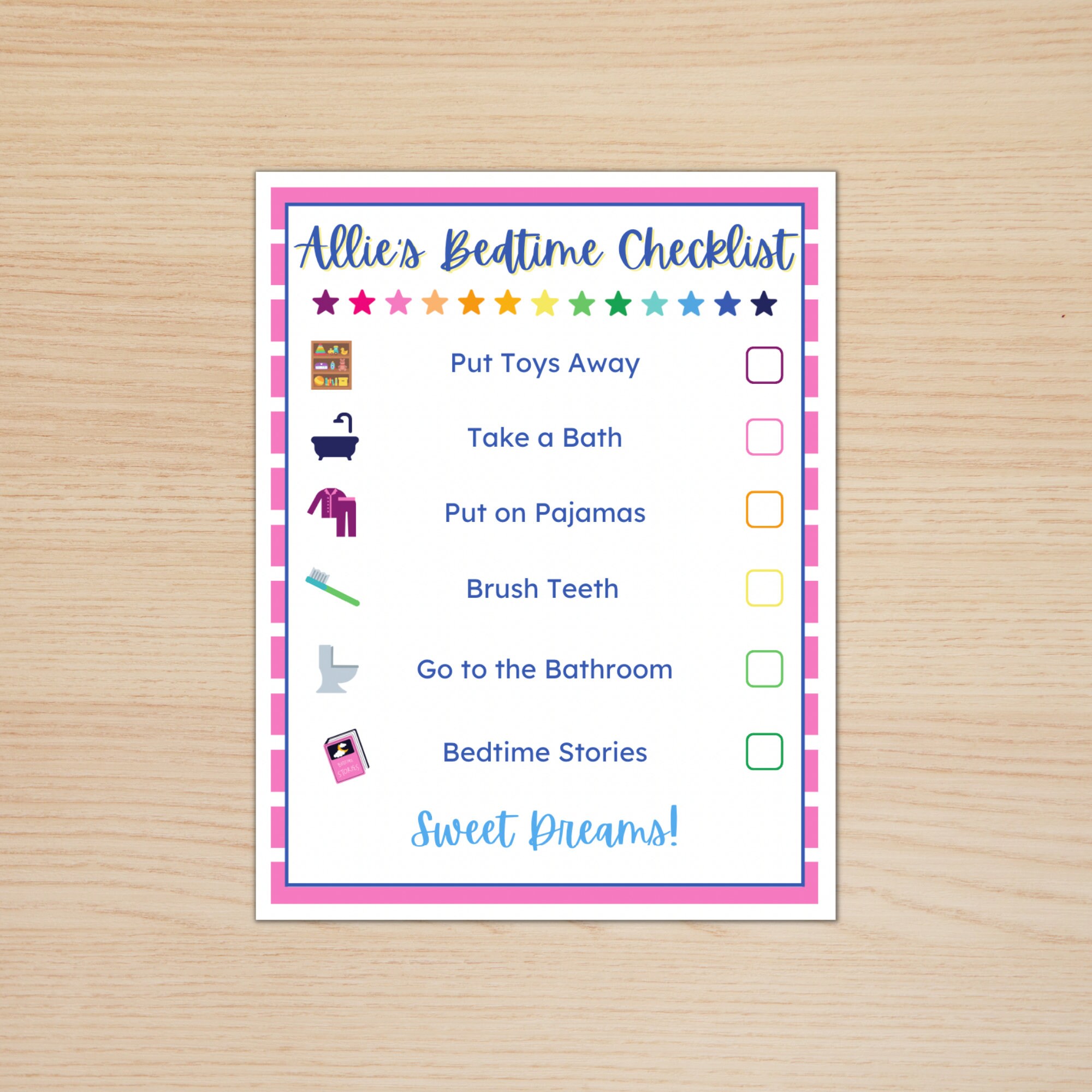Custom Checklist for Kids, Personalized Routine Printable, Visual ...